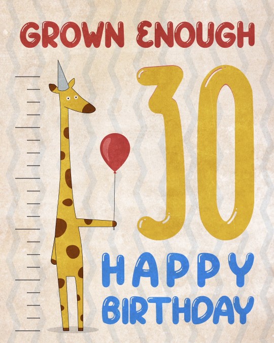 30th Happy Birthday with Giraffe Animated Images and GIFs